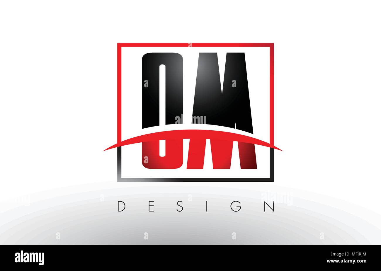 OM O M Logo Letters with Red and Black Colors and Swoosh. Creative ...