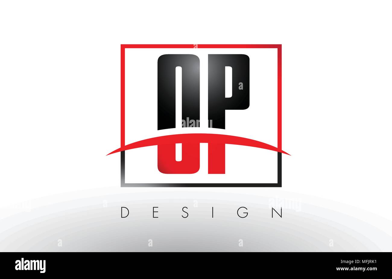 OP O P Logo Letters with Red and Black Colors and Swoosh. Creative ...