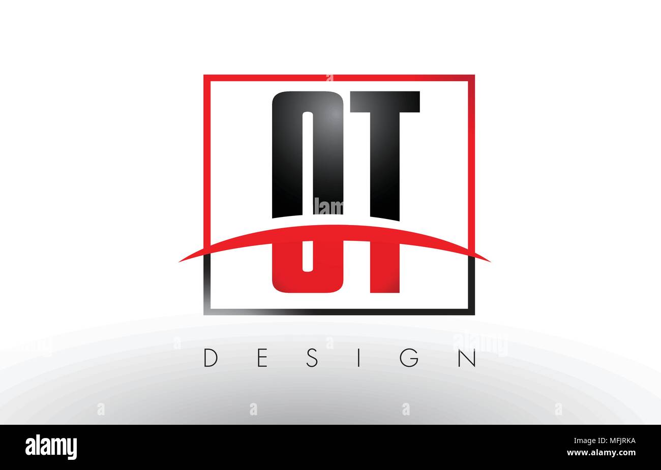 OT O T Logo Letters with Red and Black Colors and Swoosh. Creative ...
