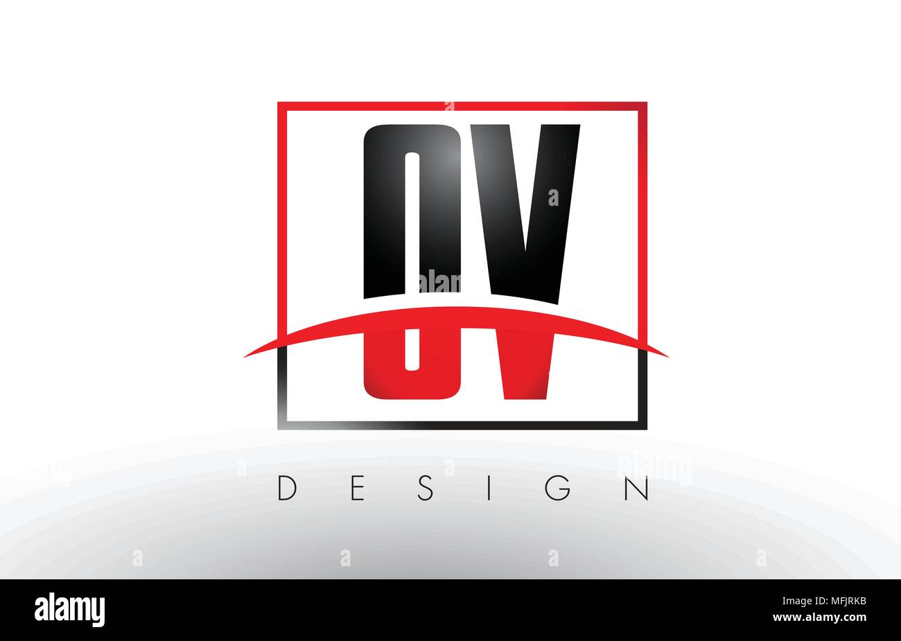 OV O V Logo Letters with Red and Black Colors and Swoosh. Creative ...