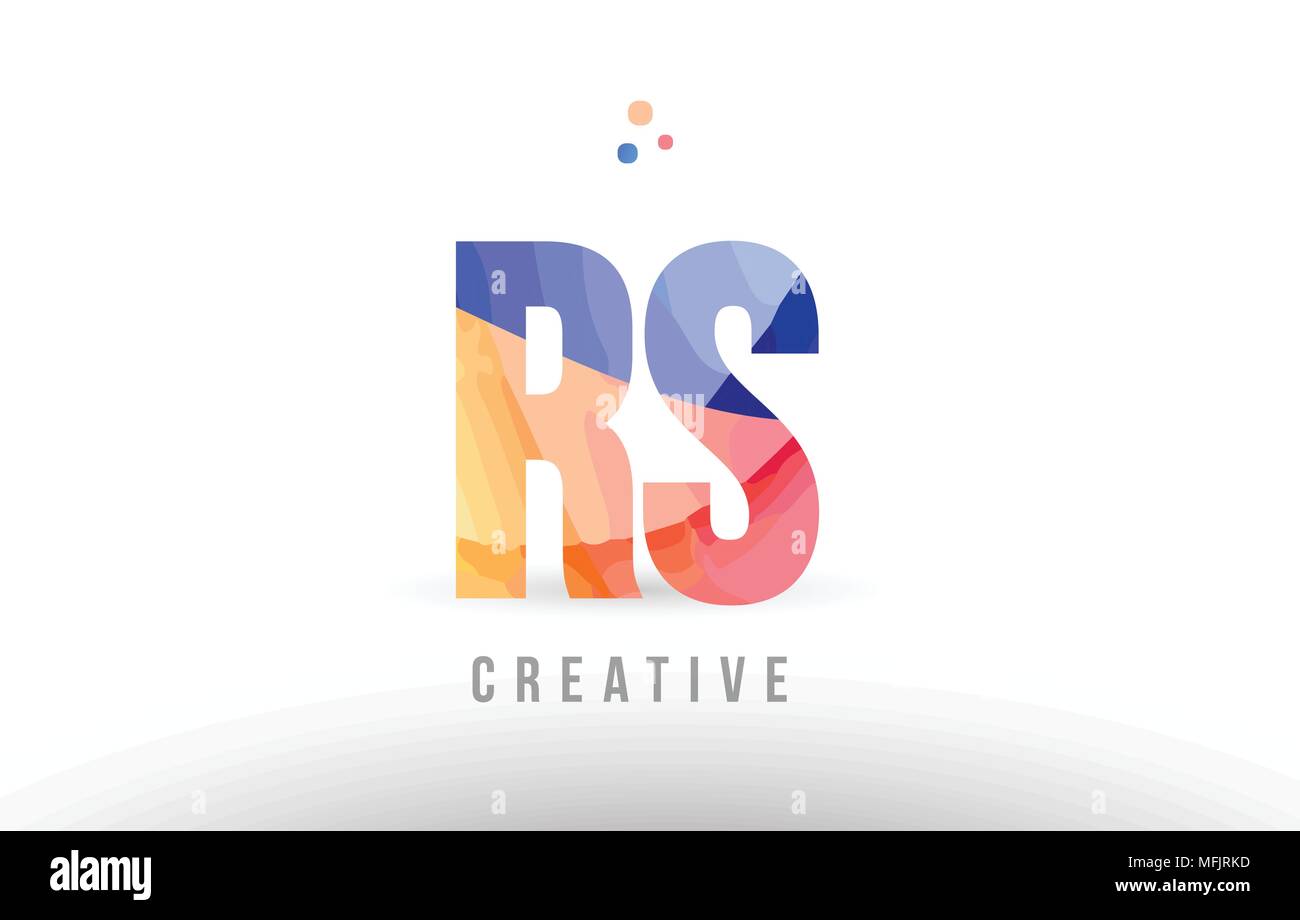 orange blue alphabet letter rs r s logo combination design with dots ...