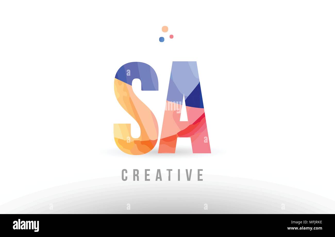 orange blue alphabet letter sa s a logo combination design with dots ...