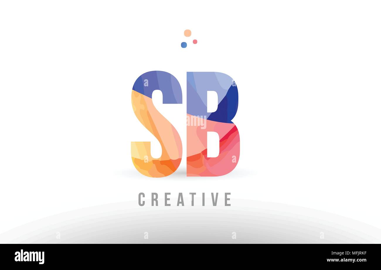 orange blue alphabet letter sb s b logo combination design with dots ...