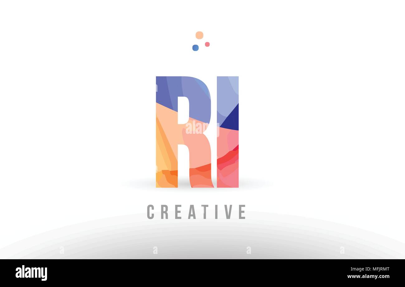 orange blue alphabet letter ri r i logo combination design with dots ...