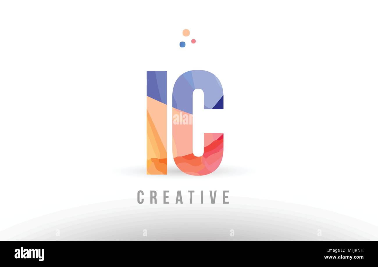 orange blue alphabet letter ic i c logo combination design with dots ...