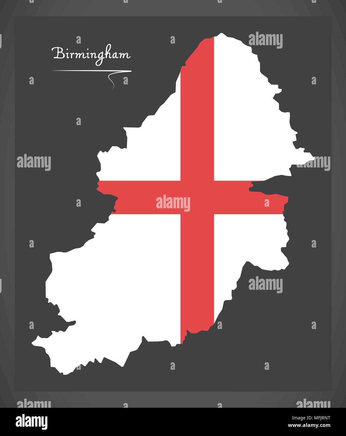 Birmingham City map with English national flag illustration Stock ...