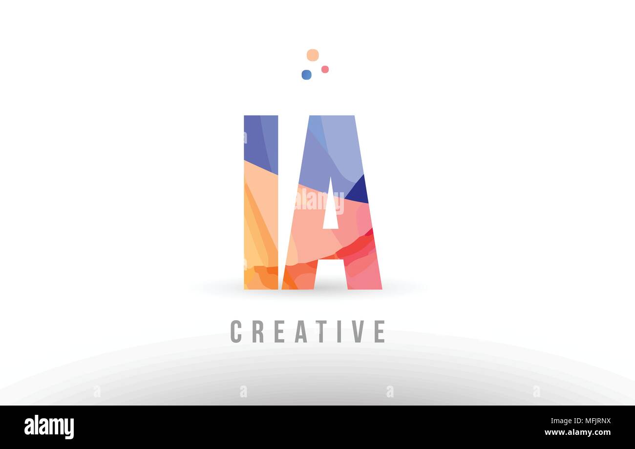orange blue alphabet letter ia i a logo combination design with dots ...