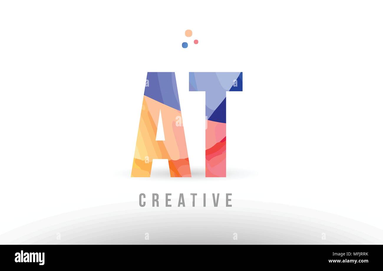 orange blue alphabet letter at a t logo combination design with dots ...