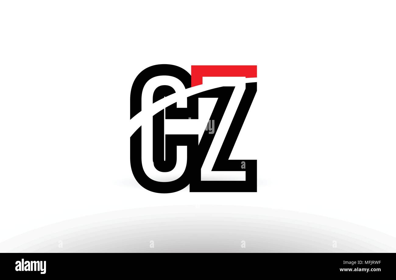 black white and red alphabet letter cz c z logo combination design ...