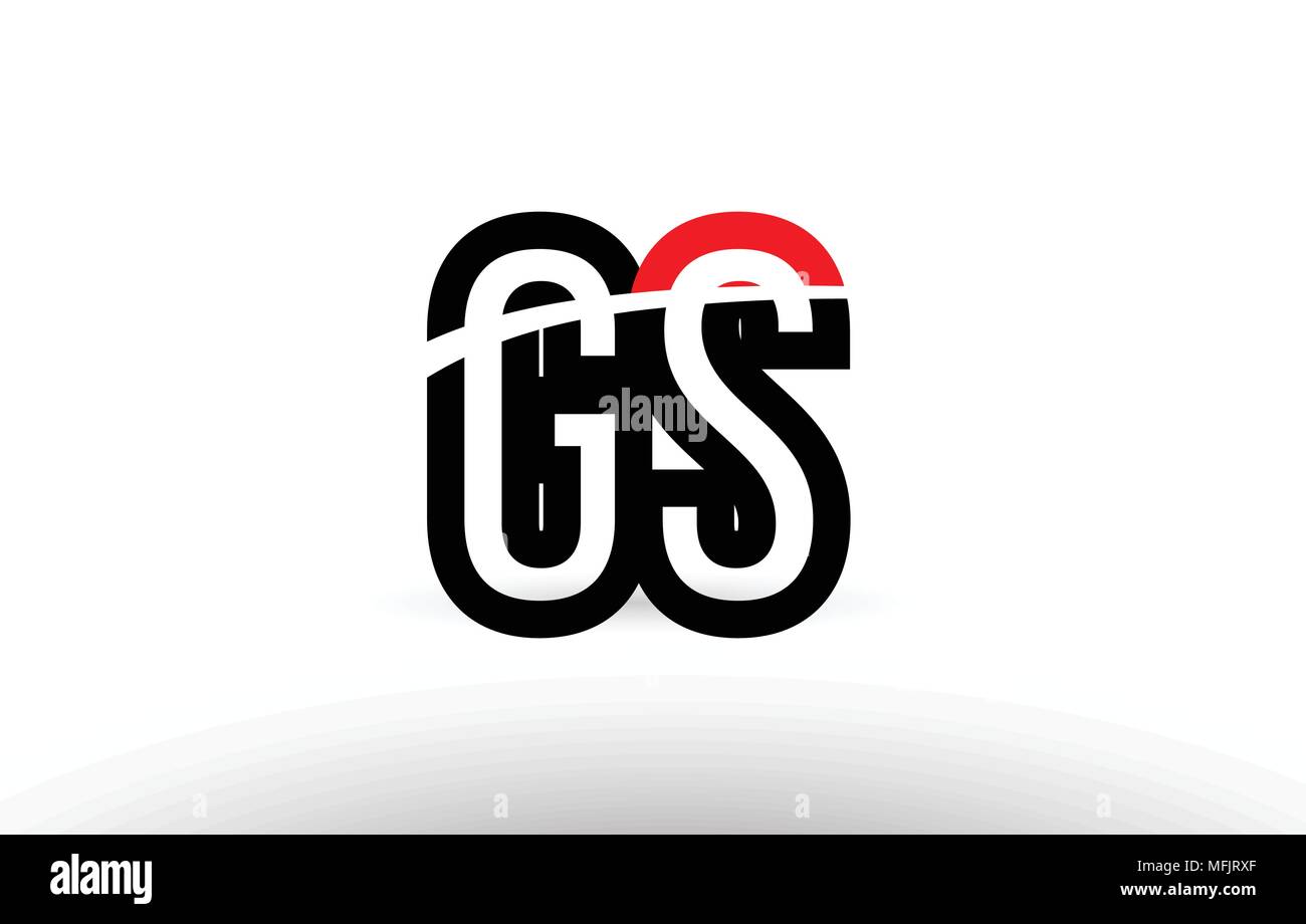 black white and red alphabet letter gs g s logo combination design ...
