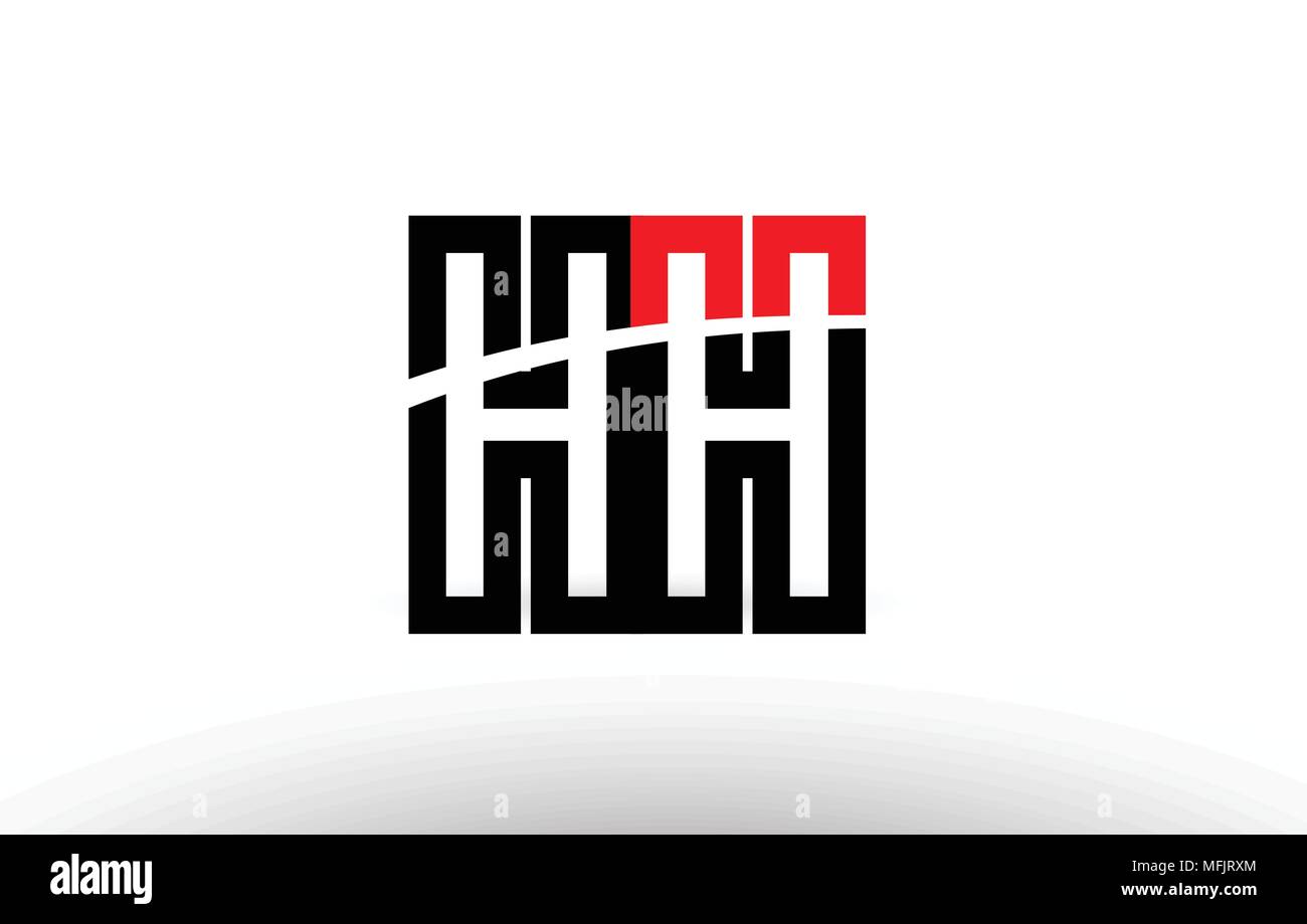 black white and red alphabet letter hh h h logo combination design ...