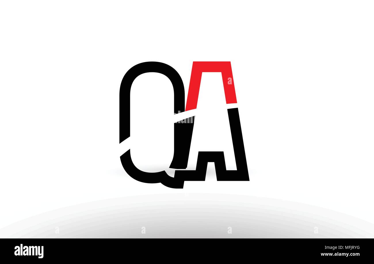 black white and red alphabet letter qa q a logo combination design ...