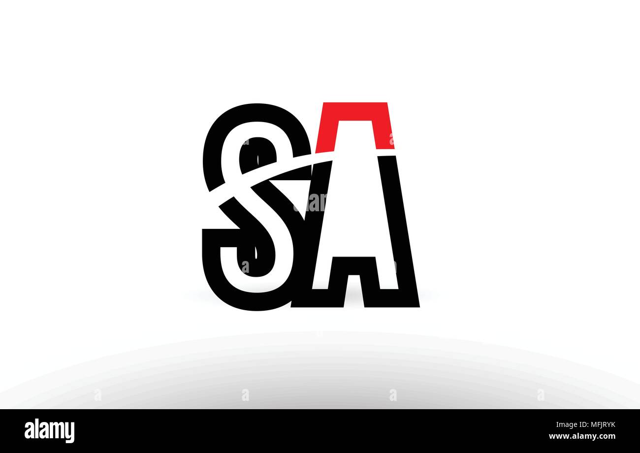 black white and red alphabet letter sa s a logo combination design ...