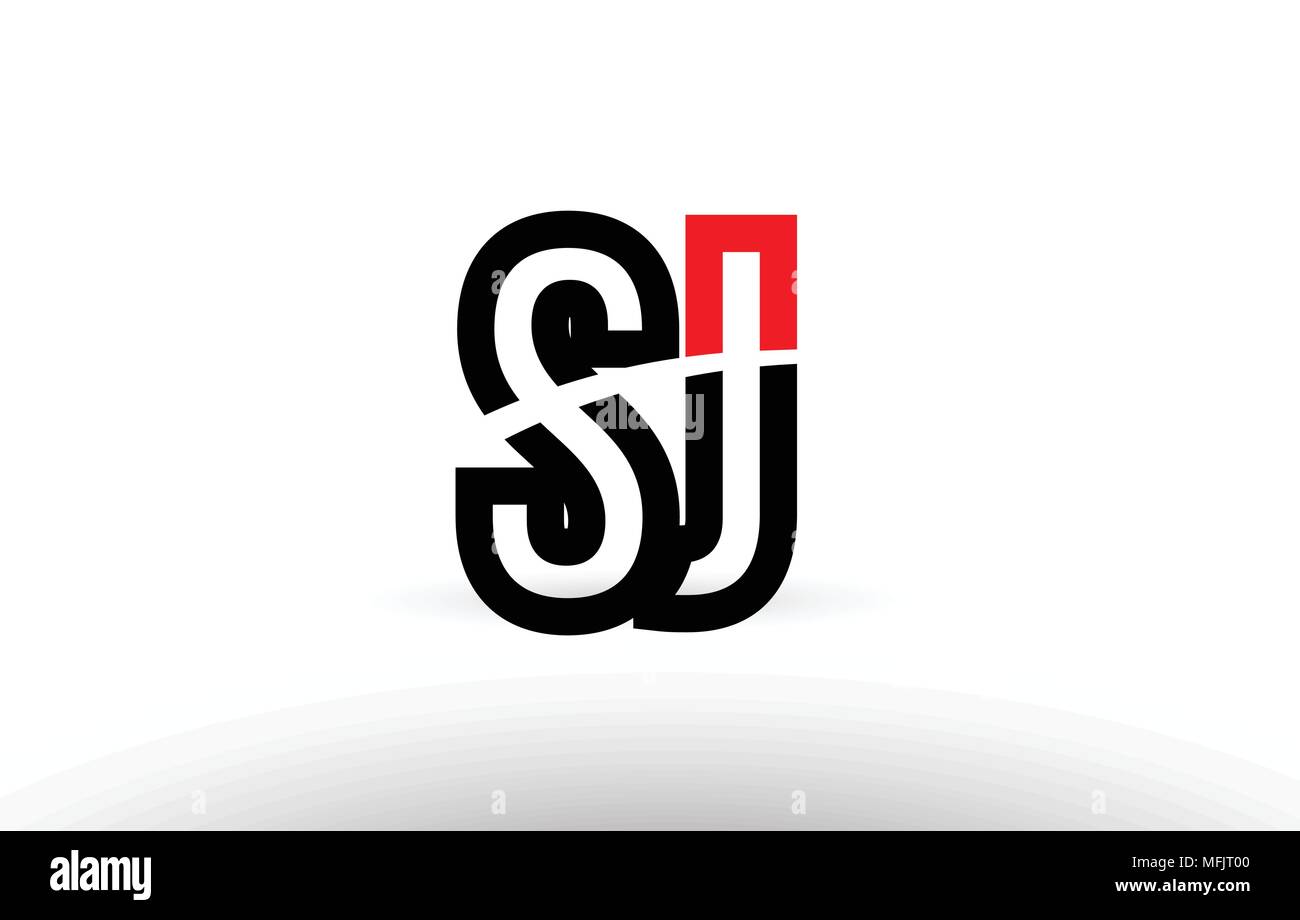 black white and red alphabet letter sj s j logo combination design ...