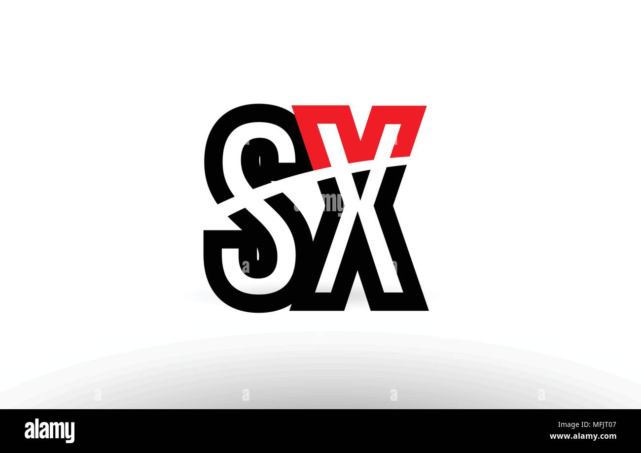 black white and red alphabet letter sx s x logo combination design ...