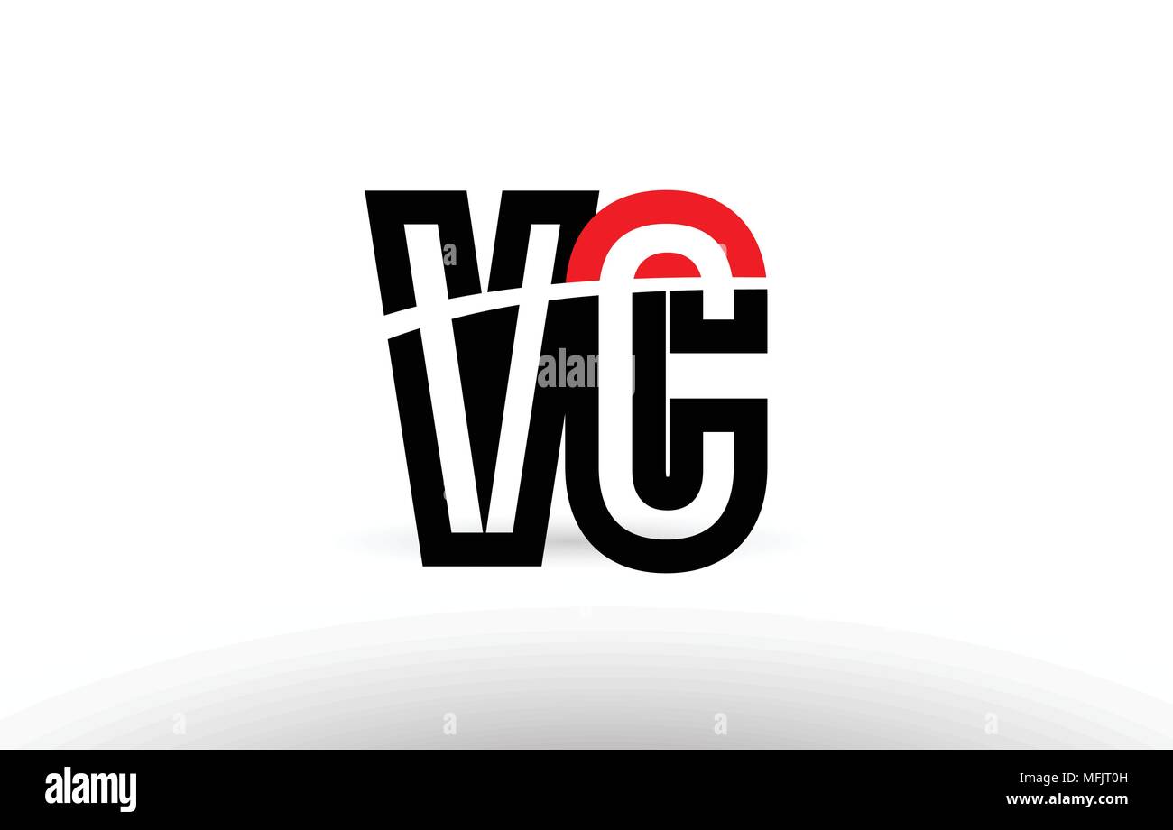 black white and red alphabet letter vc v c logo combination design ...