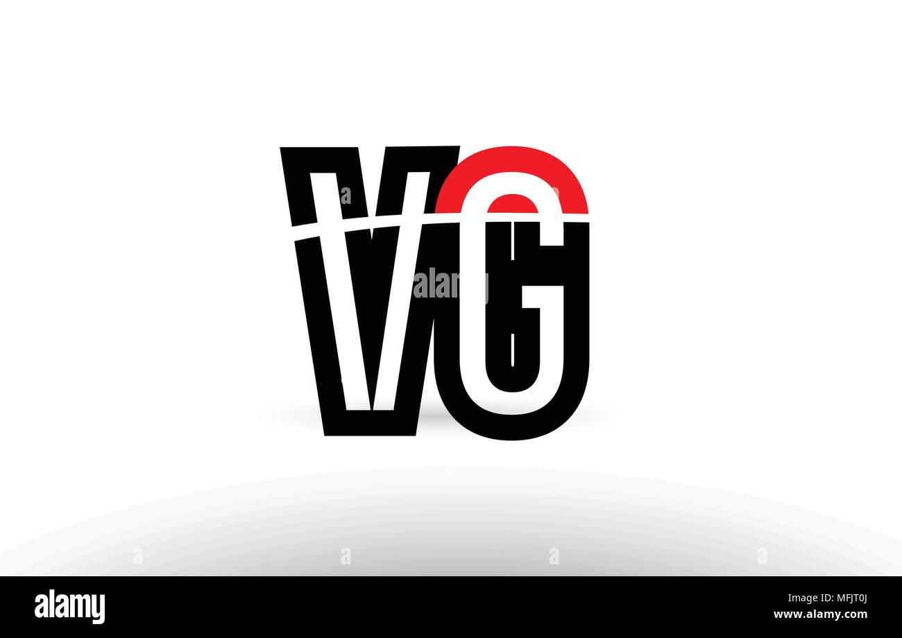 black white and red alphabet letter vg v g logo combination design ...