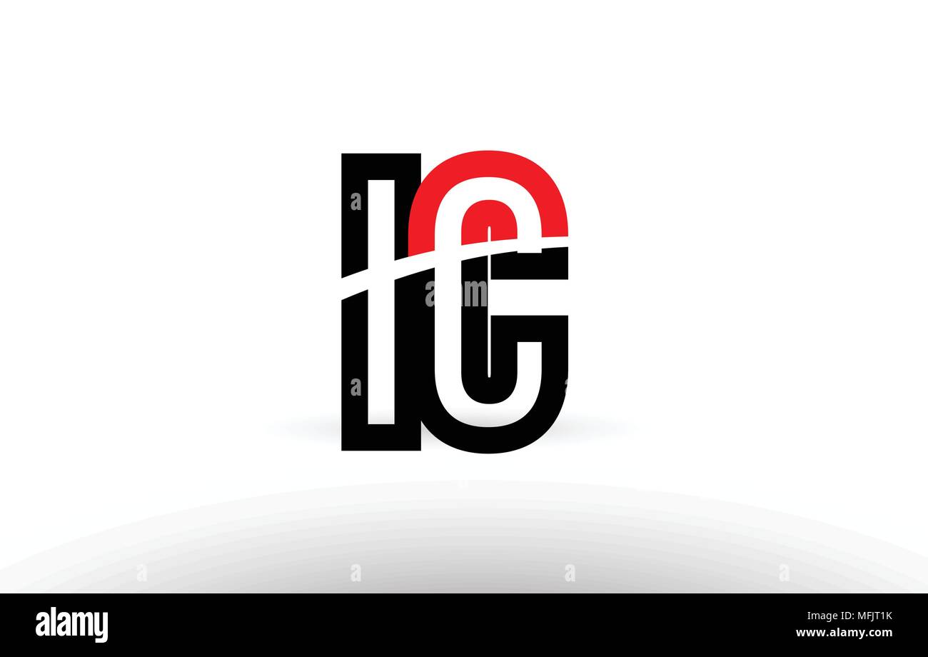 black white and red alphabet letter ic i c logo combination design ...