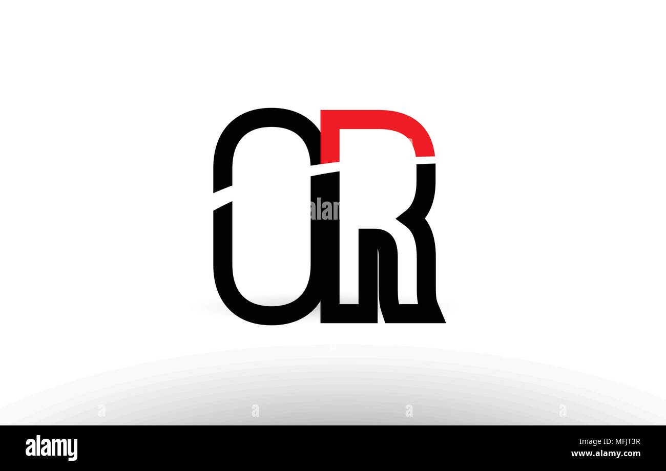 black white and red alphabet letter or o r logo combination design ...