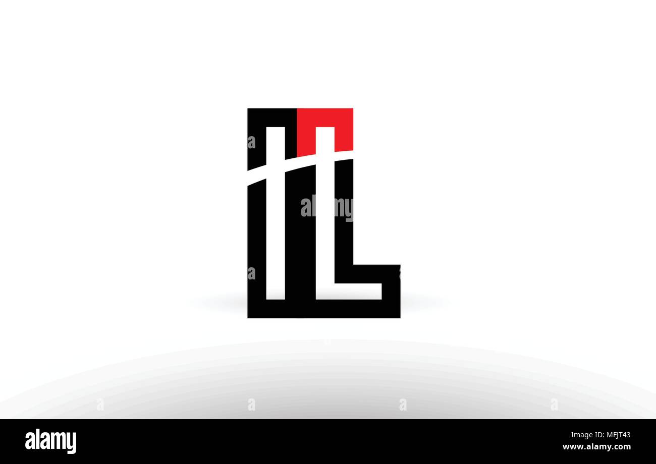 black white and red alphabet letter il i l logo combination design ...