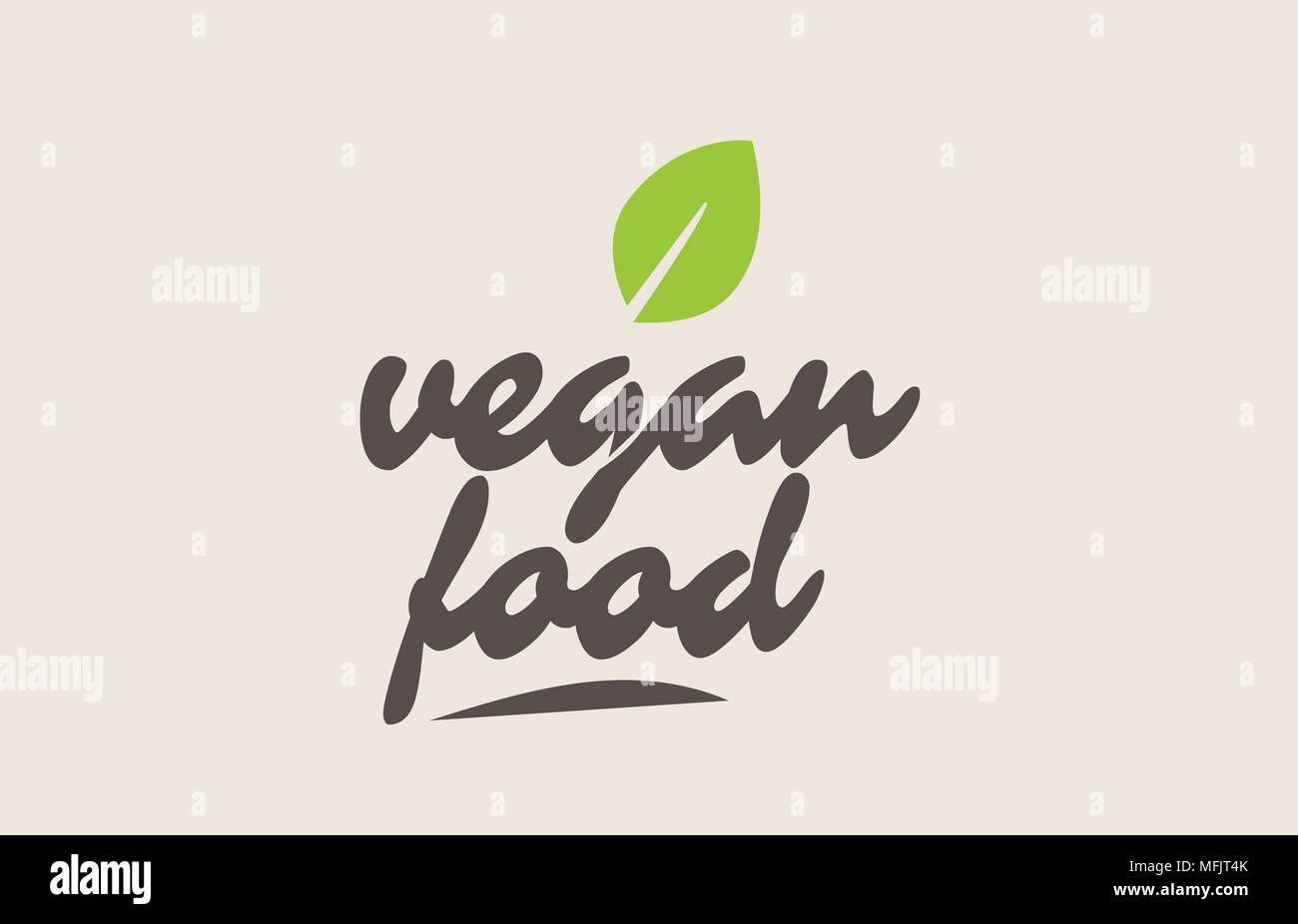 vegan food word or text with green leaf. Handwritten lettering suitable ...