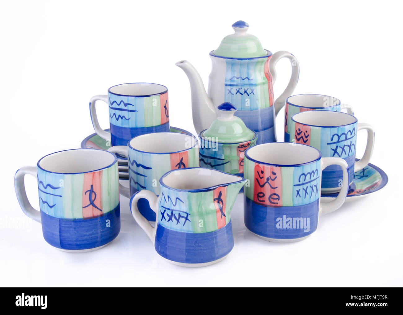 tea pot set, Porcelain tea pot and cup on white background Stock Photo ...
