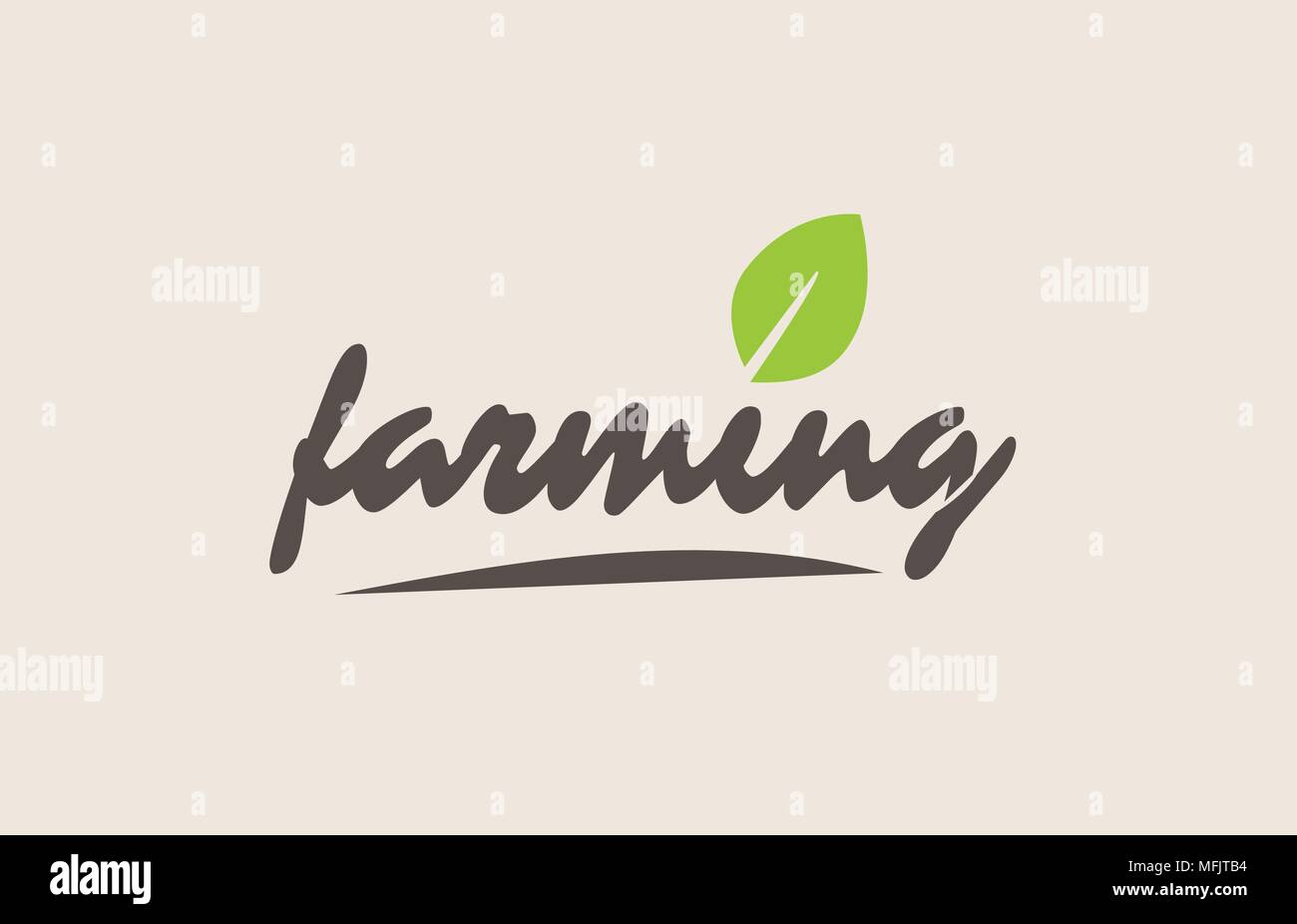 farming word or text with green leaf. Handwritten lettering suitable ...