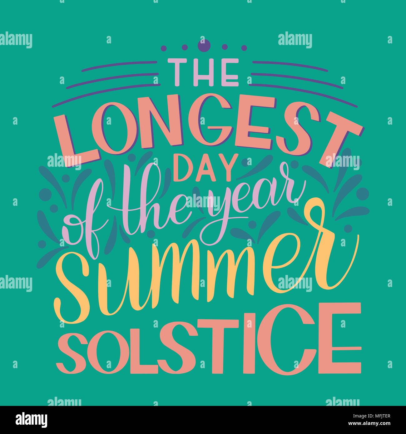Summer solstice lettering. Elements for invitations, posters, greeting ...