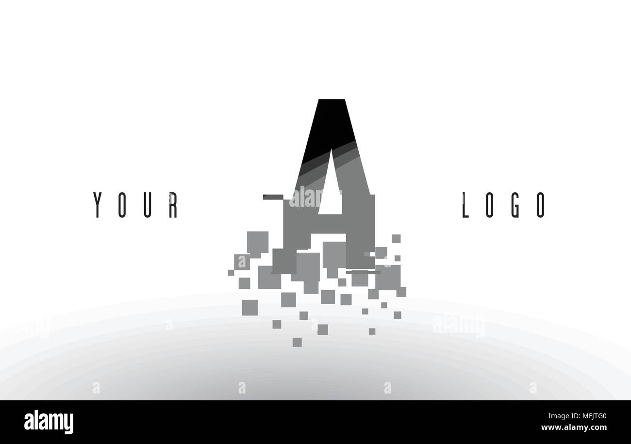 A Pixel Letter Logo with Digital Shattered Black Squares. Creative ...