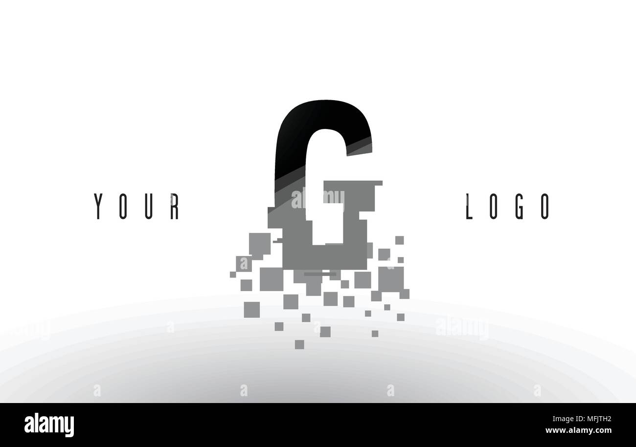 G Pixel Letter Logo with Digital Shattered Black Squares. Creative ...