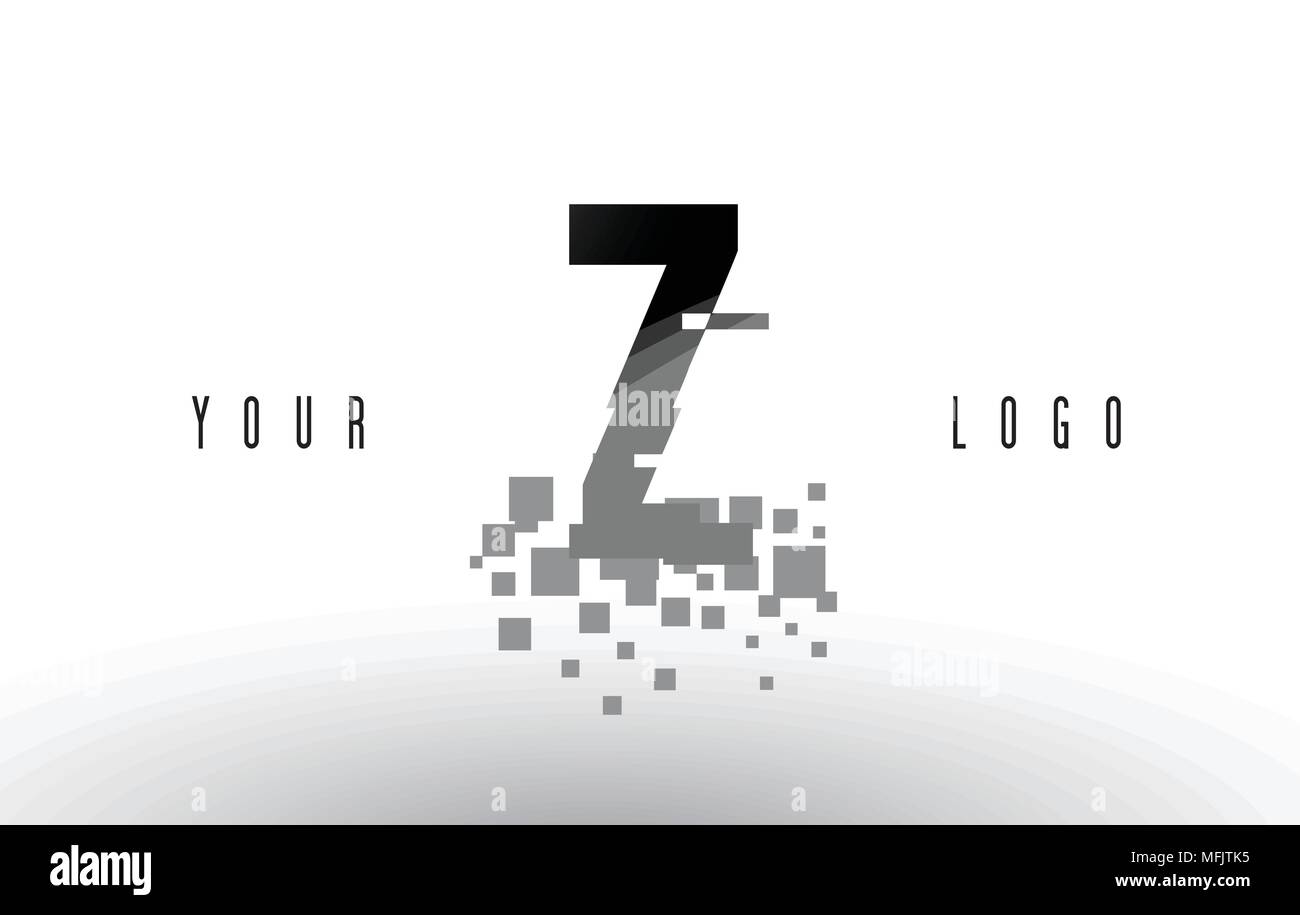 Z Pixel Letter Logo with Digital Shattered Black Squares. Creative ...