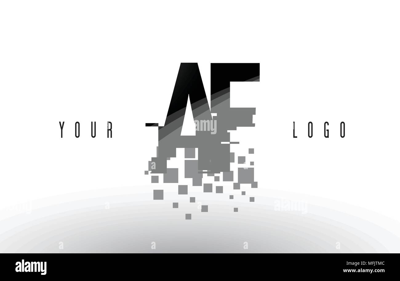 AF A F Pixel Letter Logo with Digital Shattered Black Squares. Creative ...