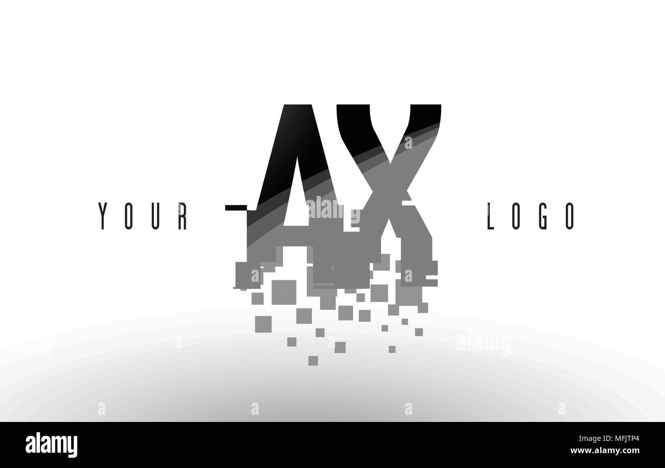 AX A X Pixel Letter Logo with Digital Shattered Black Squares. Creative ...