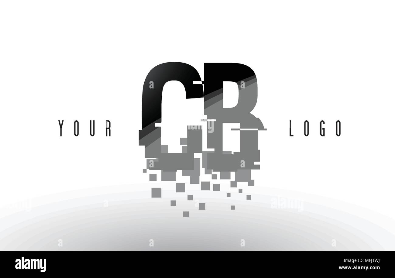 CB C B Pixel Letter Logo with Digital Shattered Black Squares. Creative ...