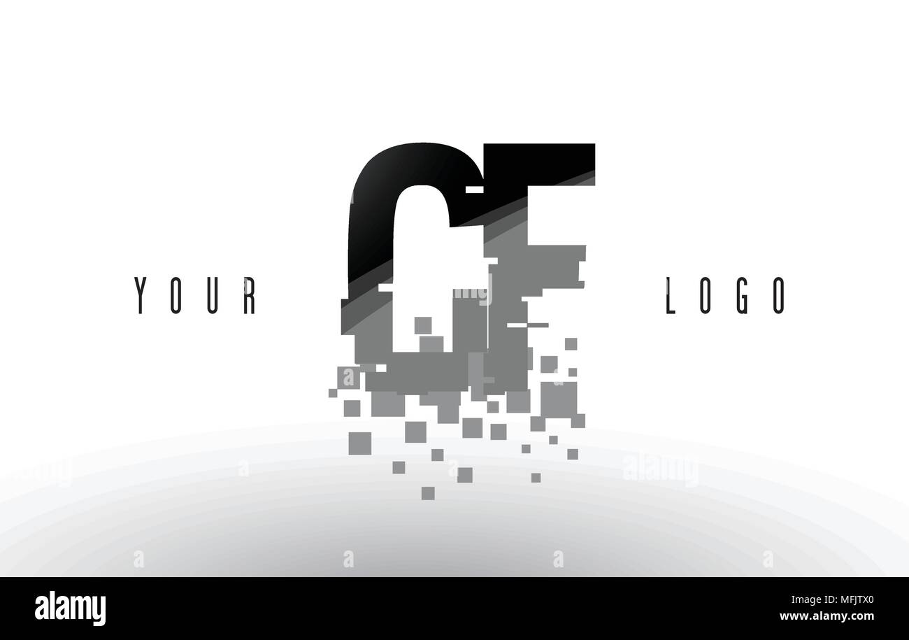 CF C F Pixel Letter Logo with Digital Shattered Black Squares. Creative ...