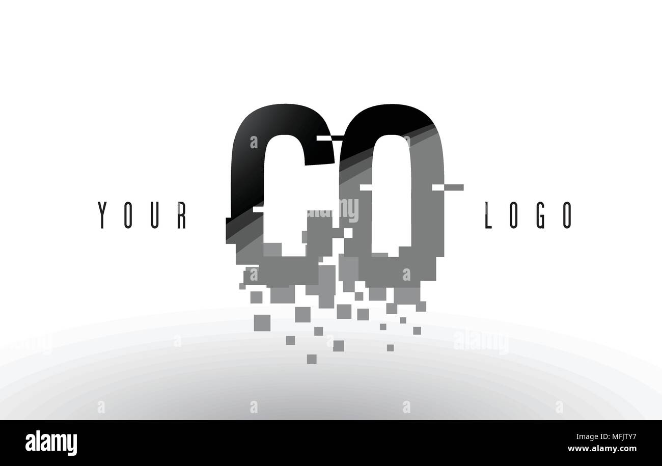 CO C O Pixel Letter Logo with Digital Shattered Black Squares. Creative ...