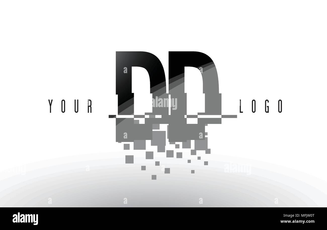 DD D D Pixel Letter Logo with Digital Shattered Black Squares. Creative ...