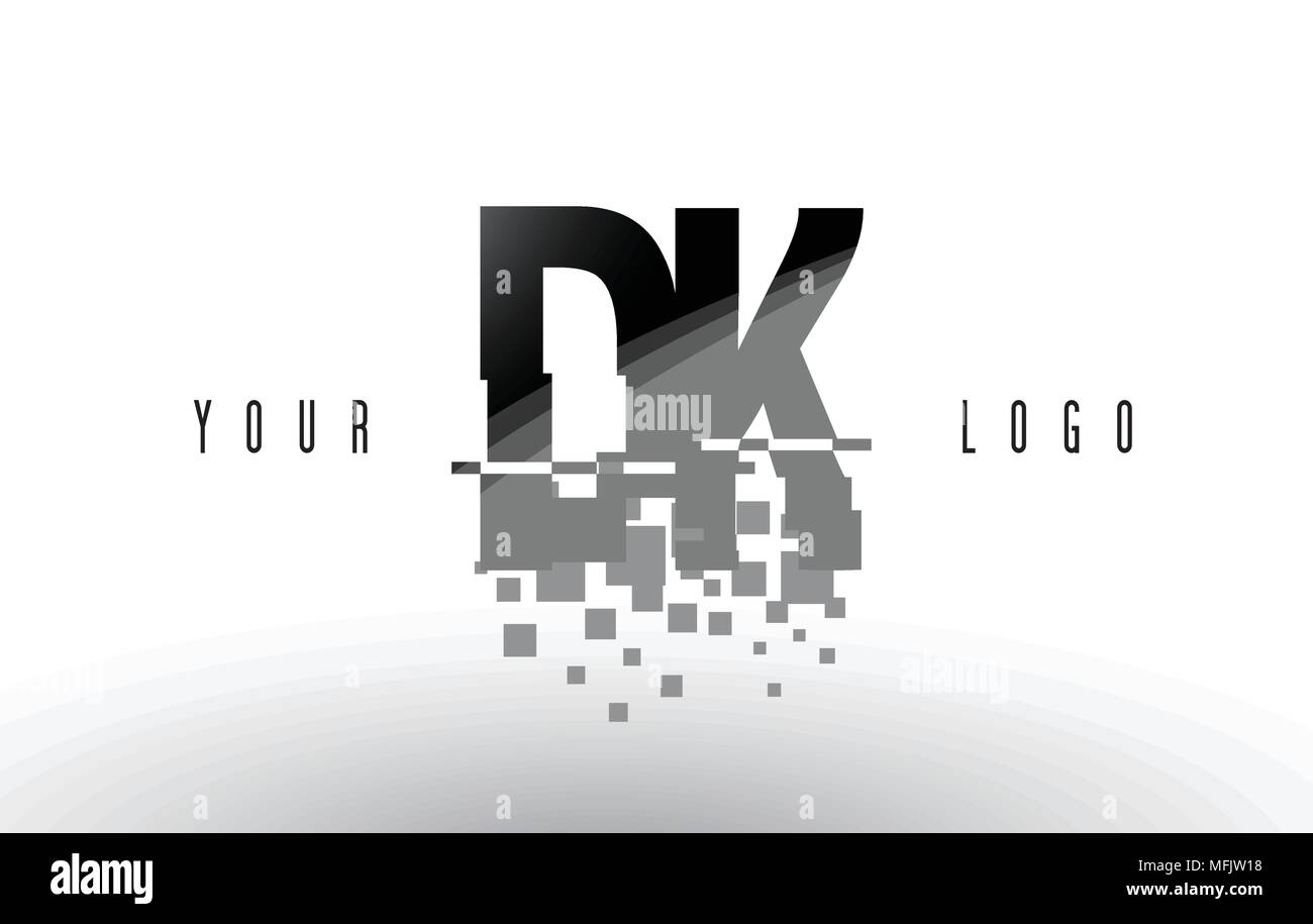 DK D K Pixel Letter Logo with Digital Shattered Black Squares. Creative ...