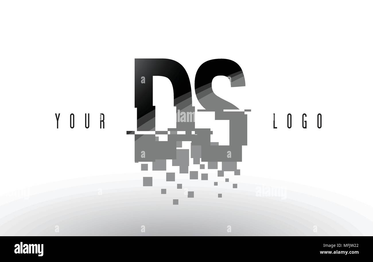 DS D S Pixel Letter Logo with Digital Shattered Black Squares. Creative ...