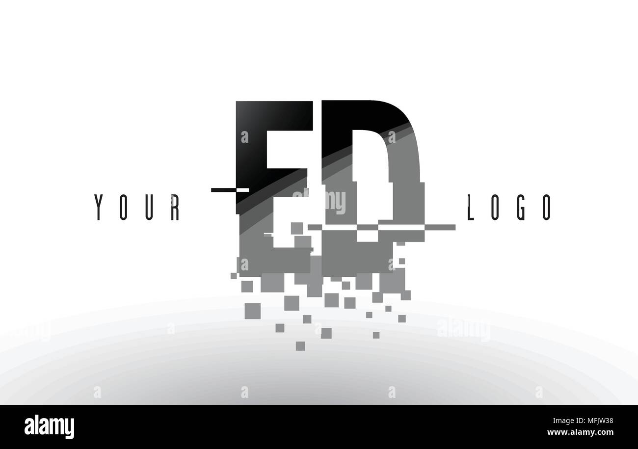 ED E D Pixel Letter Logo with Digital Shattered Black Squares. Creative ...