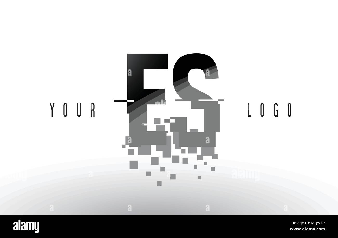 ES E S Pixel Letter Logo with Digital Shattered Black Squares. Creative ...