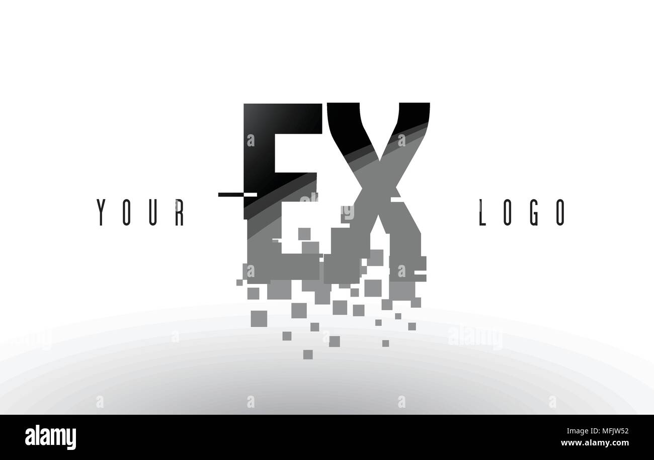 EX E X Pixel Letter Logo with Digital Shattered Black Squares. Creative ...