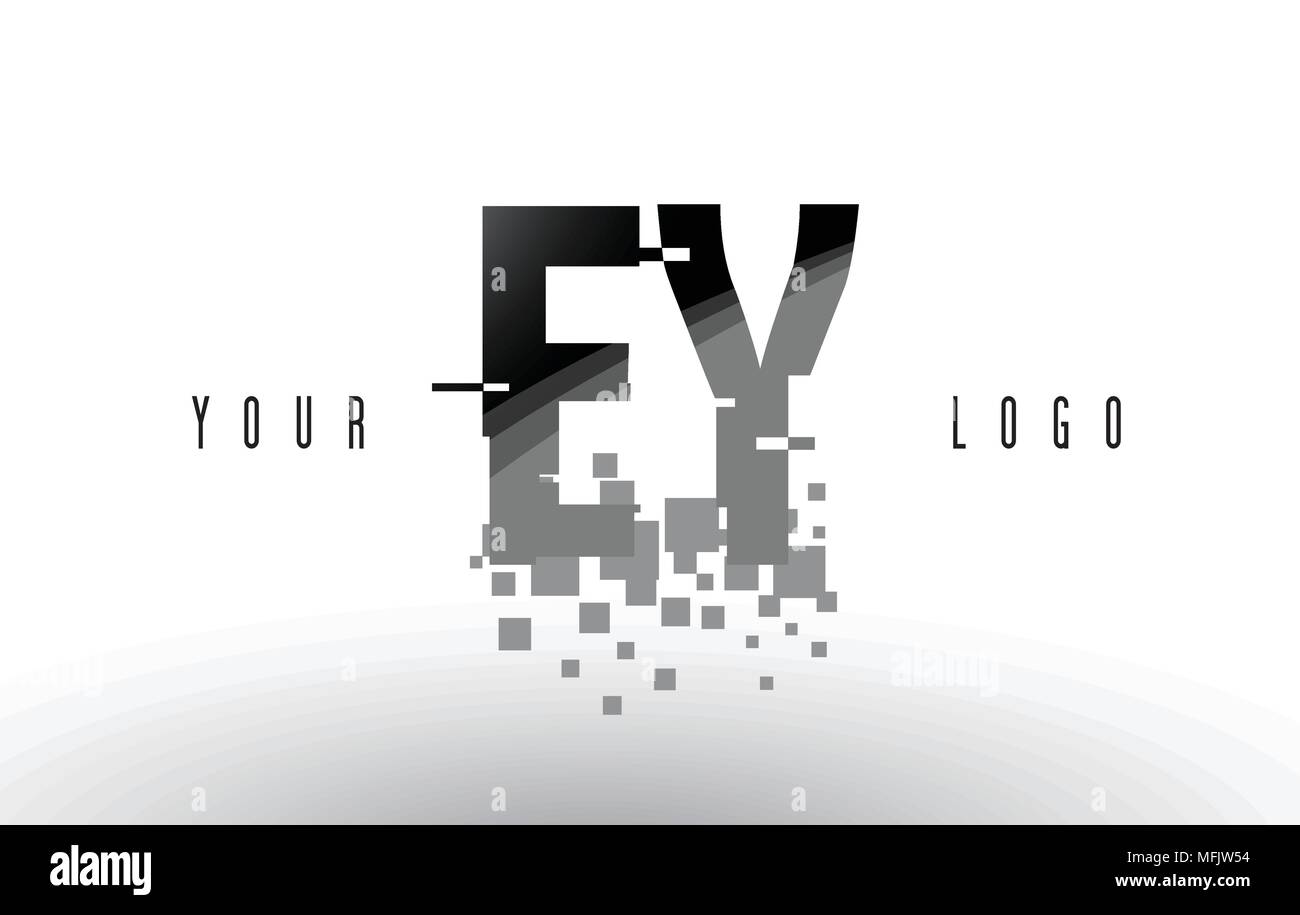 EY E Y Pixel Letter Logo with Digital Shattered Black Squares. Creative ...