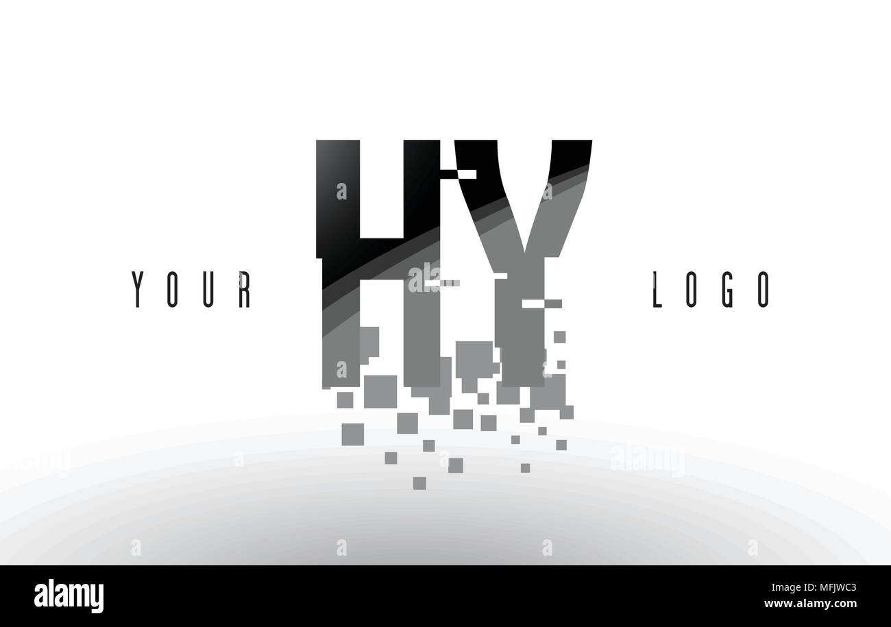 HY H Y Pixel Letter Logo with Digital Shattered Black Squares. Creative ...
