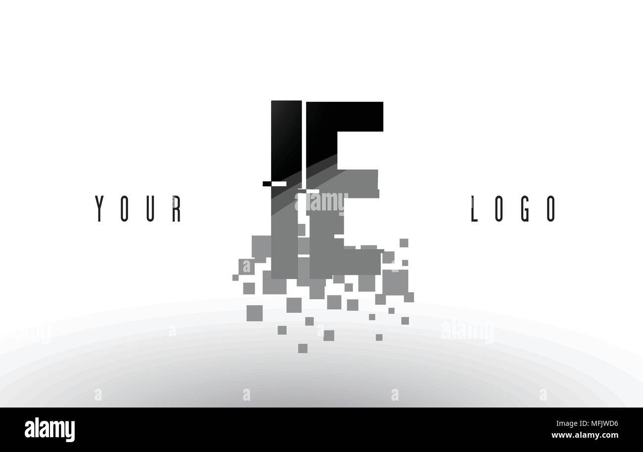 IE I E Pixel Letter Logo with Digital Shattered Black Squares. Creative ...