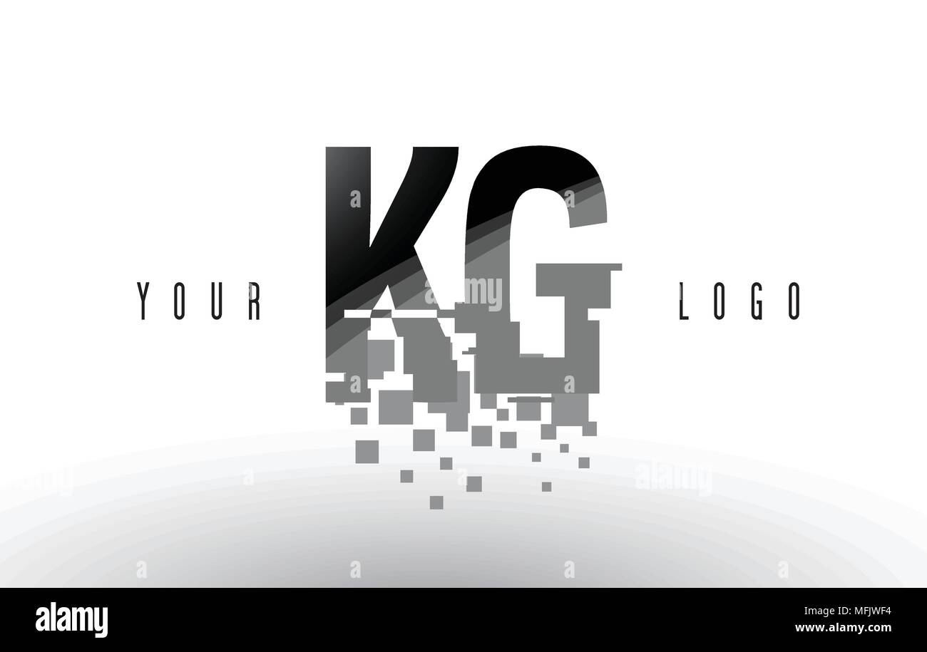 KG K G Pixel Letter Logo with Digital Shattered Black Squares. Creative ...