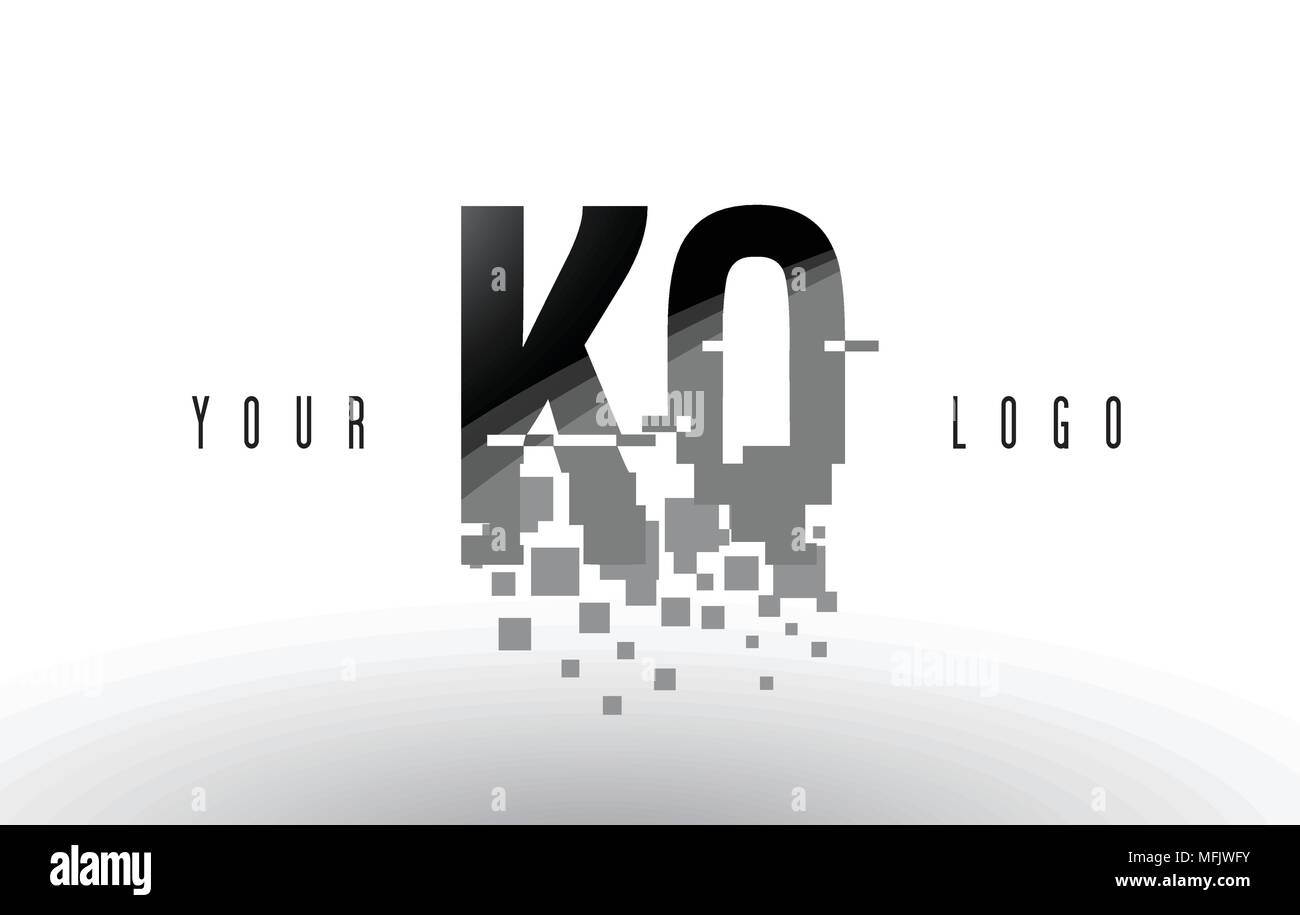 KQ K Q Pixel Letter Logo with Digital Shattered Black Squares. Creative ...