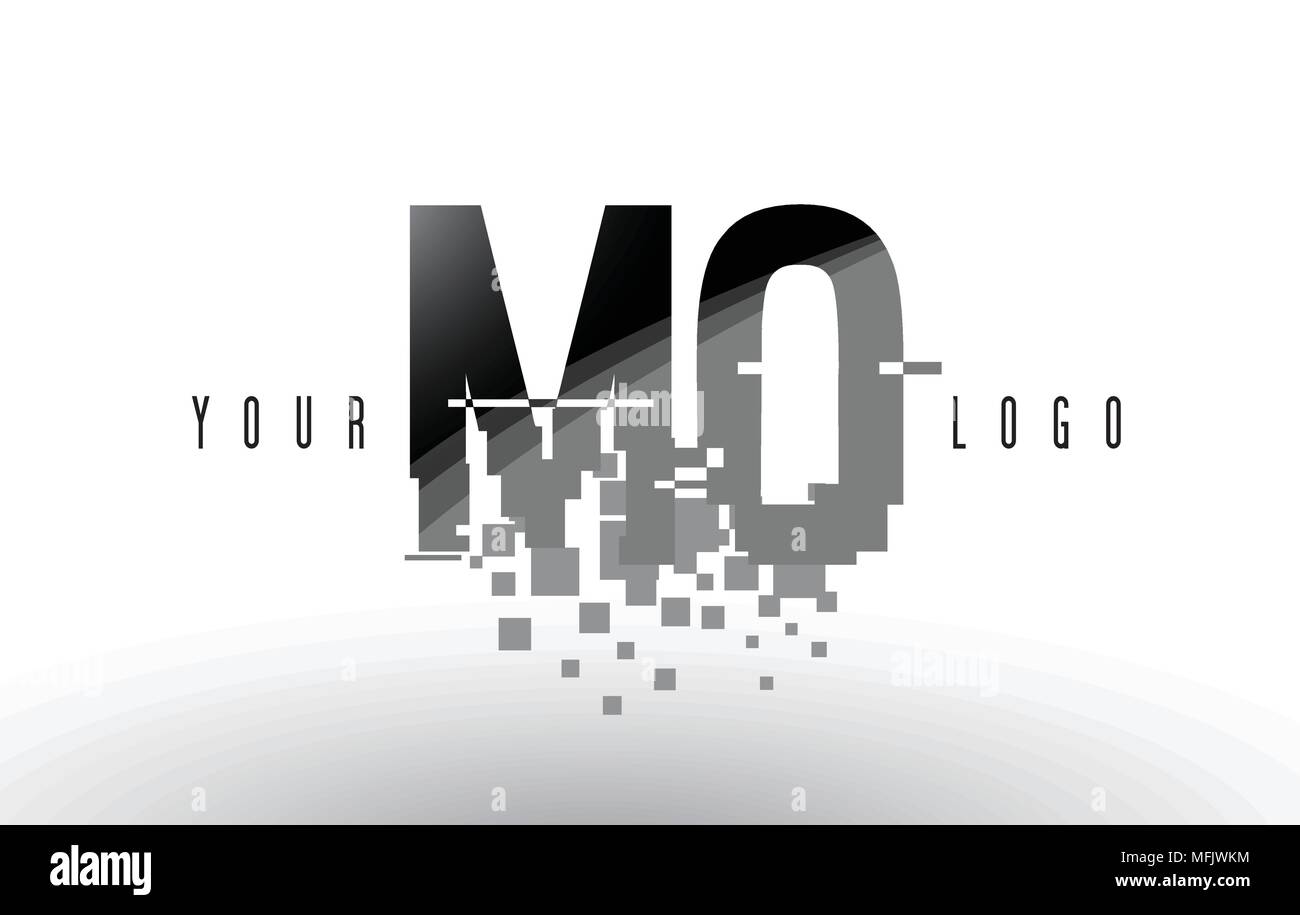 MO M O Pixel Letter Logo with Digital Shattered Black Squares. Creative ...