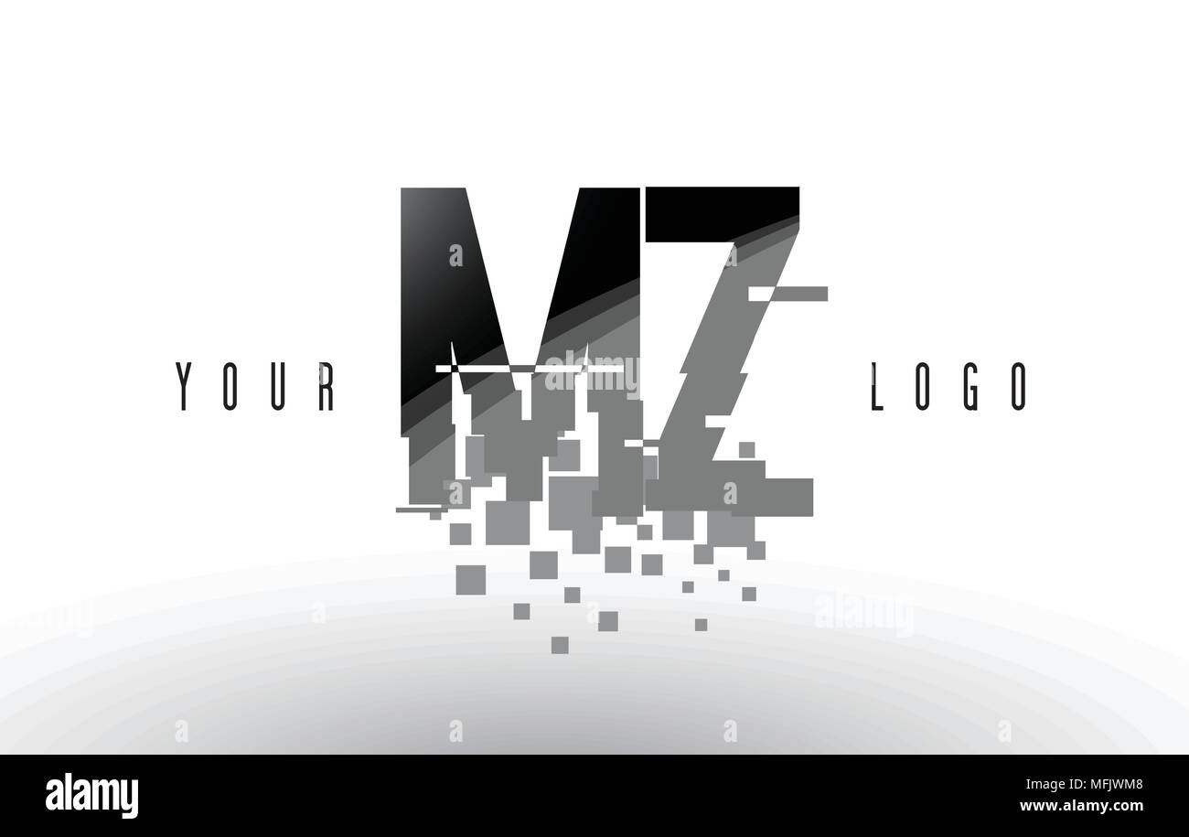 MZ M Z Pixel Letter Logo with Digital Shattered Black Squares. Creative ... MZ M Z Pixel Letter Logo with Digital Shattered Black Squares. Creative ...