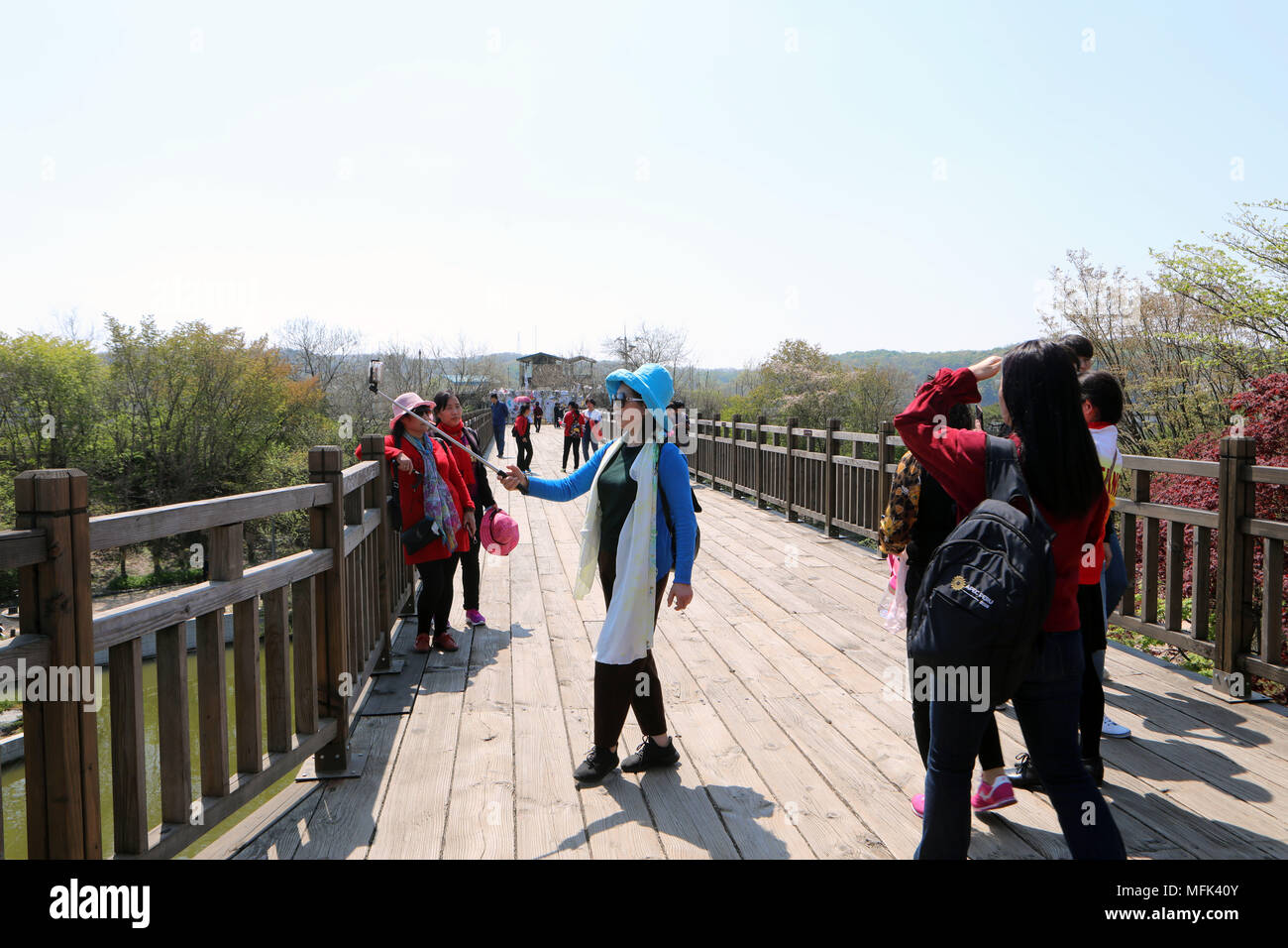 Paju, South Korea. 26th Apr, 2018. Tourists visit the Imjingak in Paju ...